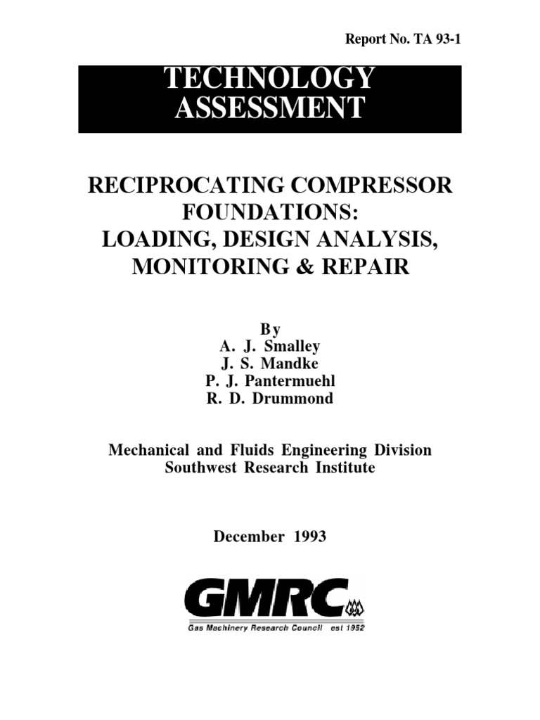 Ta-93-1 Reciprocating Compressor Foundations Loading, Design Analysis ...