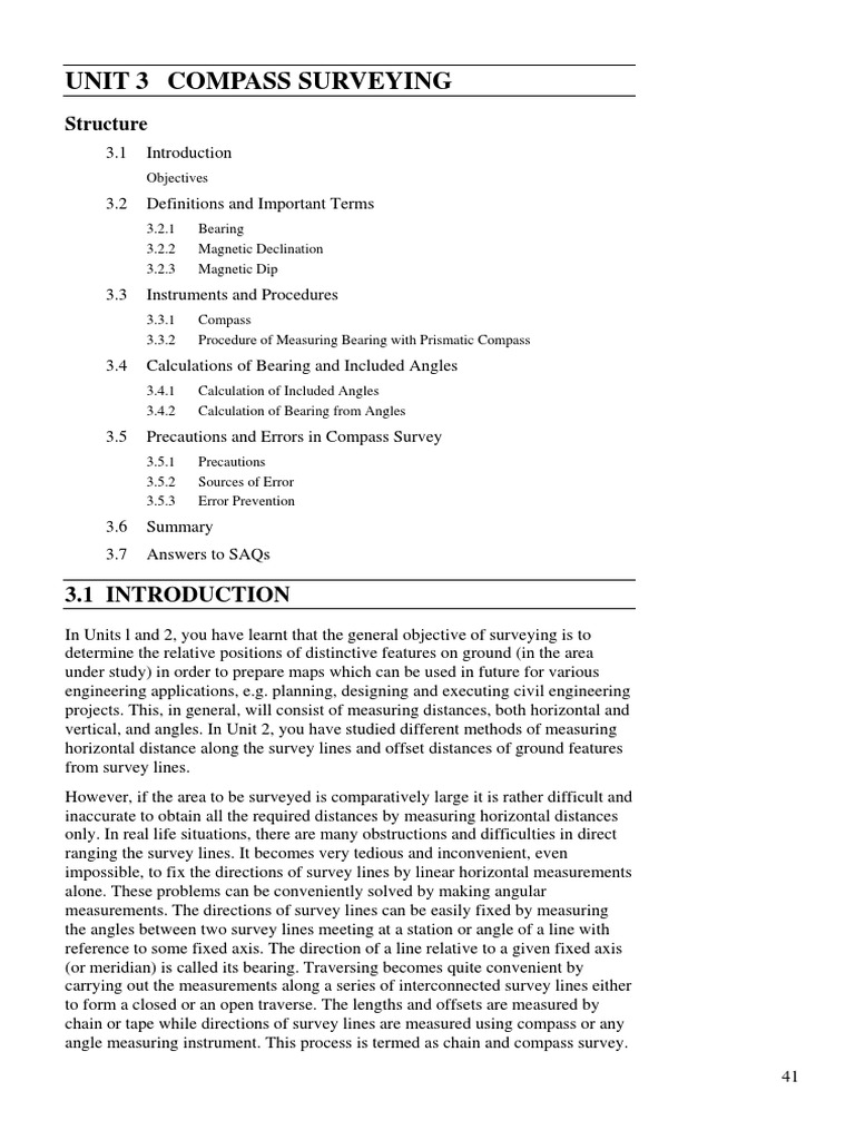 Compass Surveying: Bearings Explained | PDF | Compass | Surveying