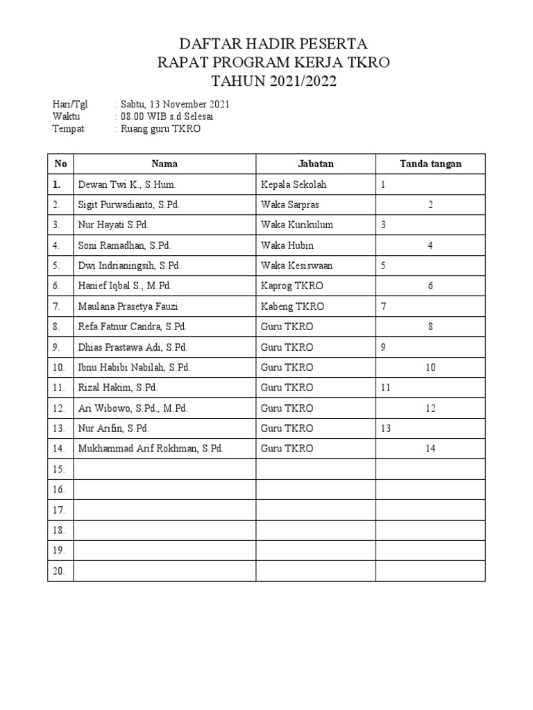Presensi Rapat | PDF