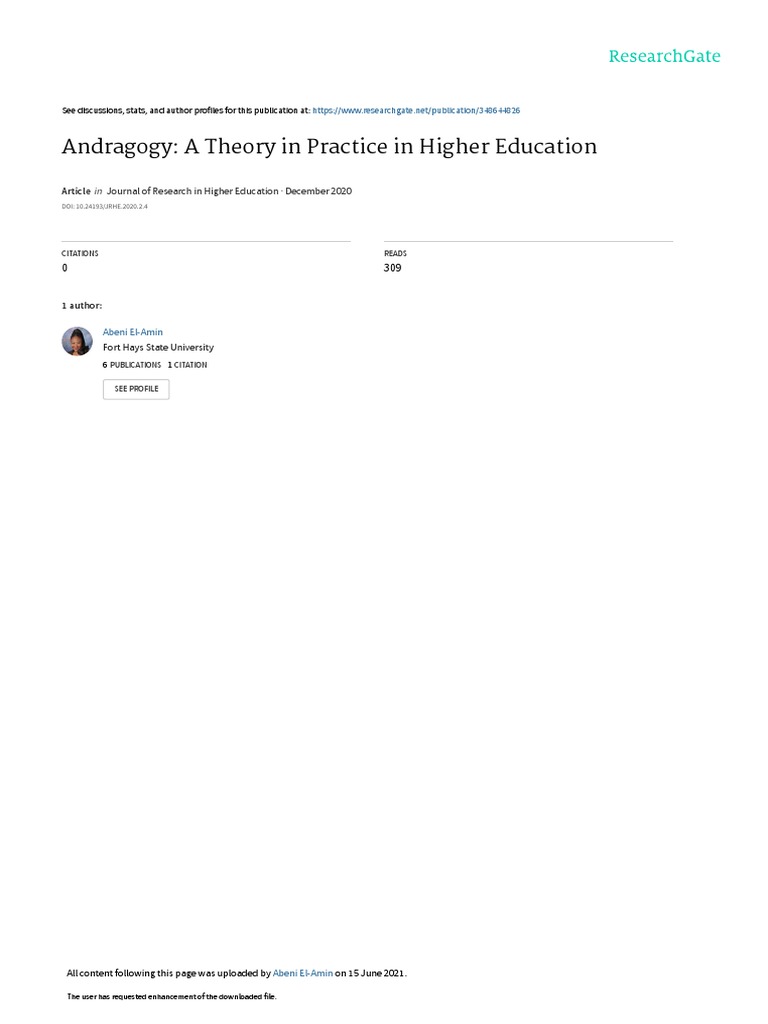 Andragogy: A Theory in Practice in Higher Education | PDF | Learning ...