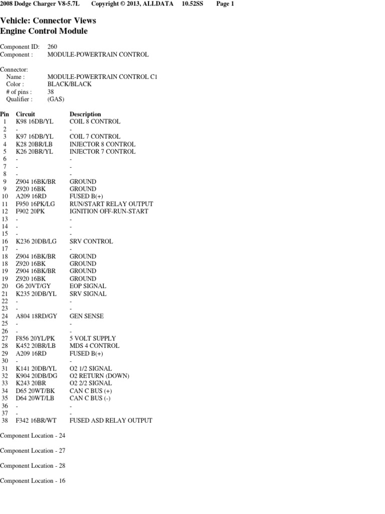 Vehicle: Connector Views Engine Control Module | PDF | Vehicle ...