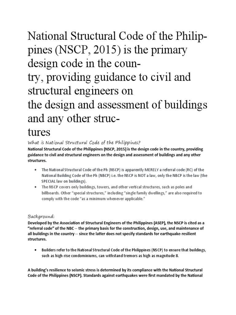 What Is National Structural Code of The Philippines? | PDF ...
