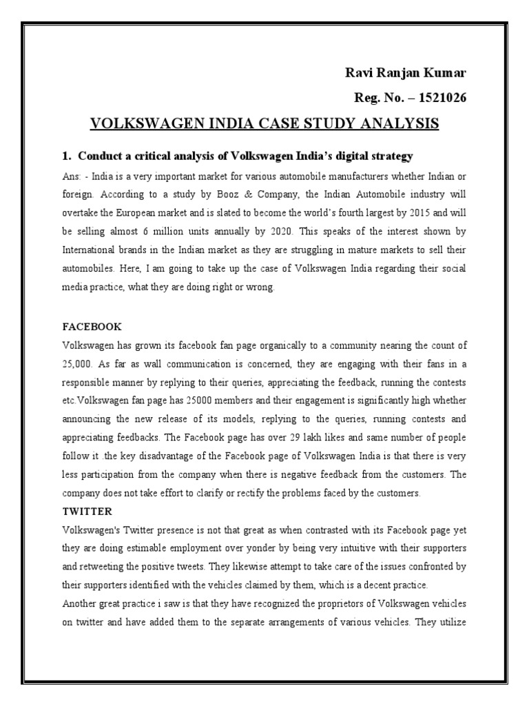 Volkswagen Case Study | PDF | Volkswagen | Popular Culture & Media Studies