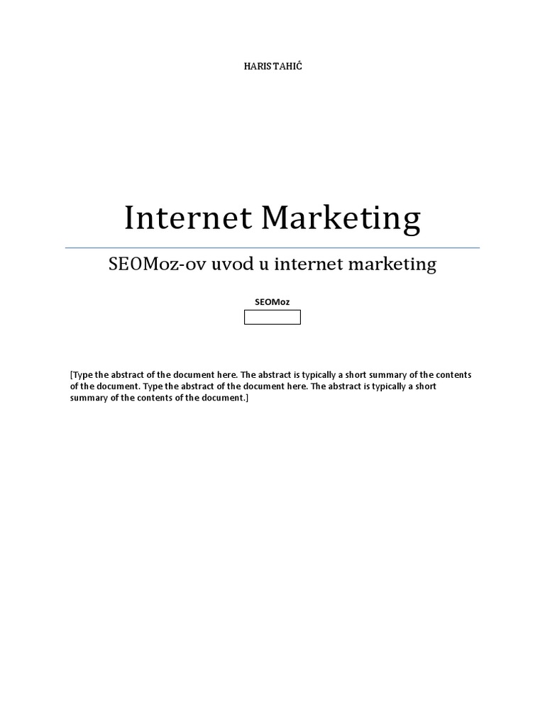 Seomoz-Ov Uvod U Internet Marketing | PDF | Search Engine Optimization | Tag (Metadata)