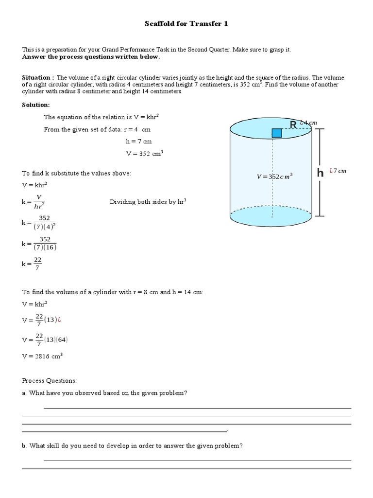 Scaffold For Transfer 1: Answer The Process Questions Written Below ...