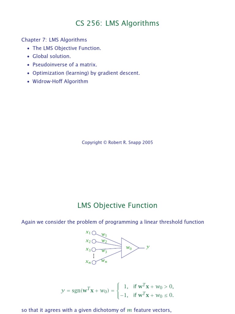 CS 256: LMS Algorithms | PDF | Mathematical Optimization | Eigenvalues And Eigenvectors