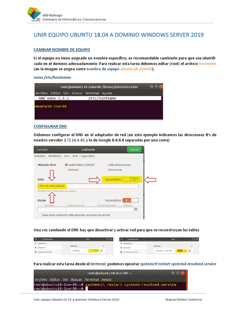 Unir Estación de Trabajo de Ubuntu 18 - 04 A Dominio Windows Server 2019 | PDF | Archivo de ...