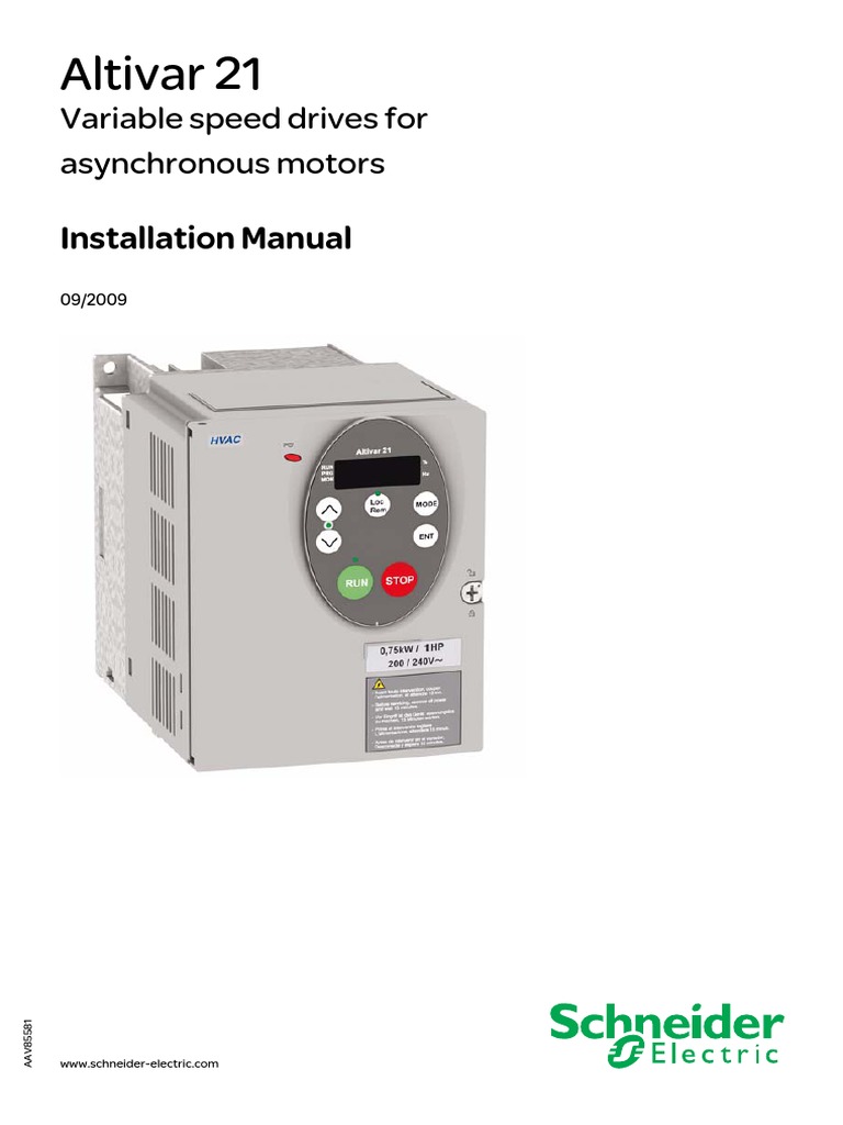 Schneider Electric Altivar 21 Installation Manual | PDF | Electric ...