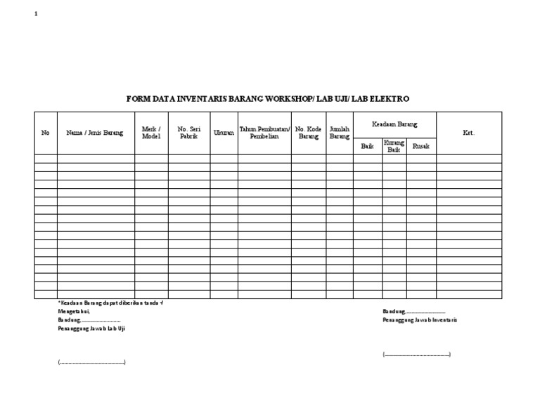 Form Data Inventaris Barang | PDF