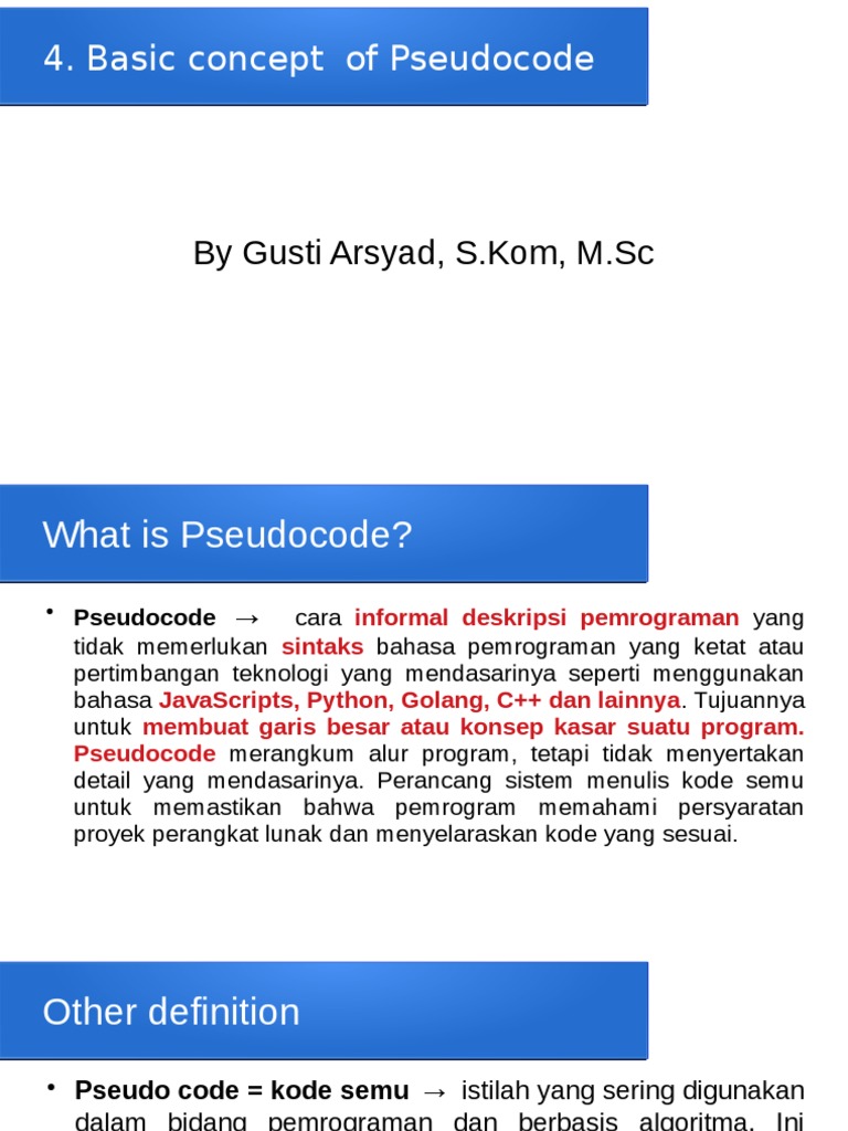 Basic Concept of Pseudocode | PDF
