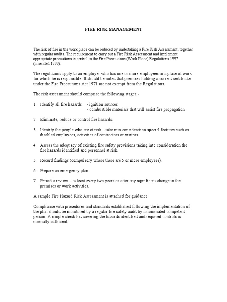 Fire Risk Management | PDF | Fire Safety | Fires