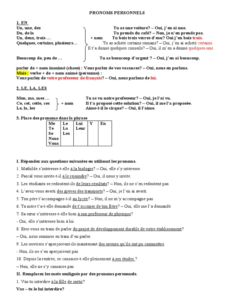 Doubles Pronoms | PDF | Pronom