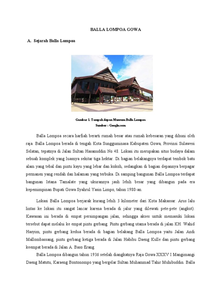 Sejarah dan Arsitektur Balla Lompoa | PDF | Seni