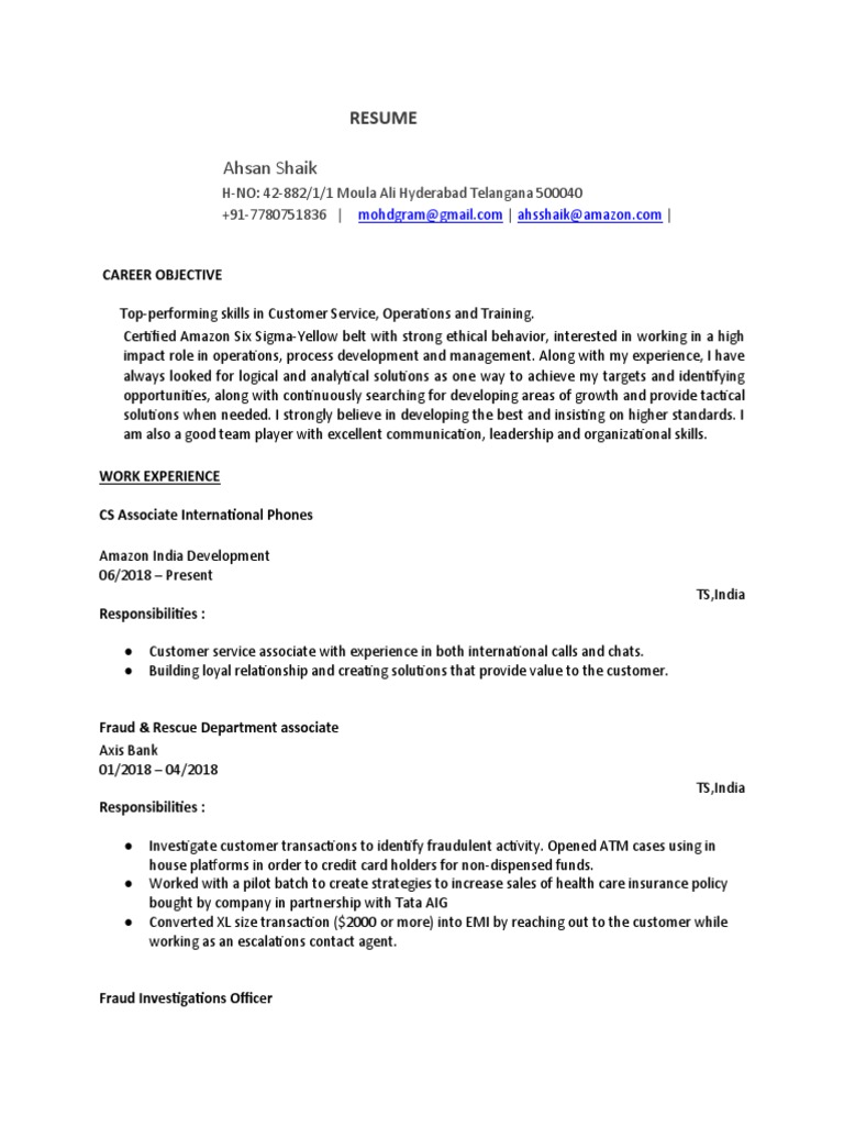 Ahsan Resume SIxS | PDF | Business