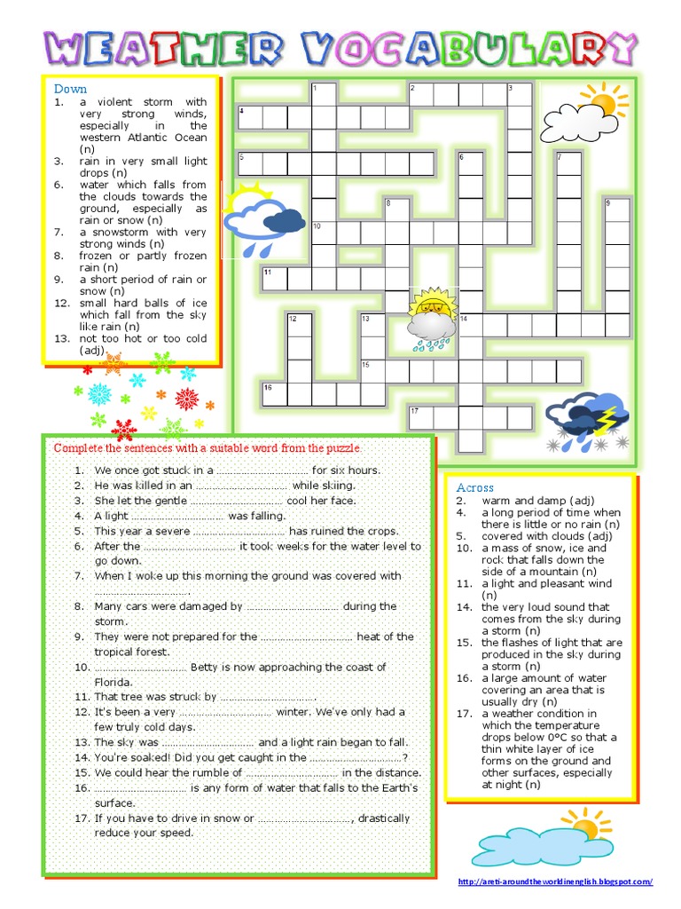 Complete The Sentences With A Suitable Word From The Puzzle | PDF | Sky ...