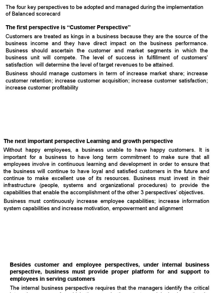 The First Perspective Is "Customer Perspective" | PDF | Business ...