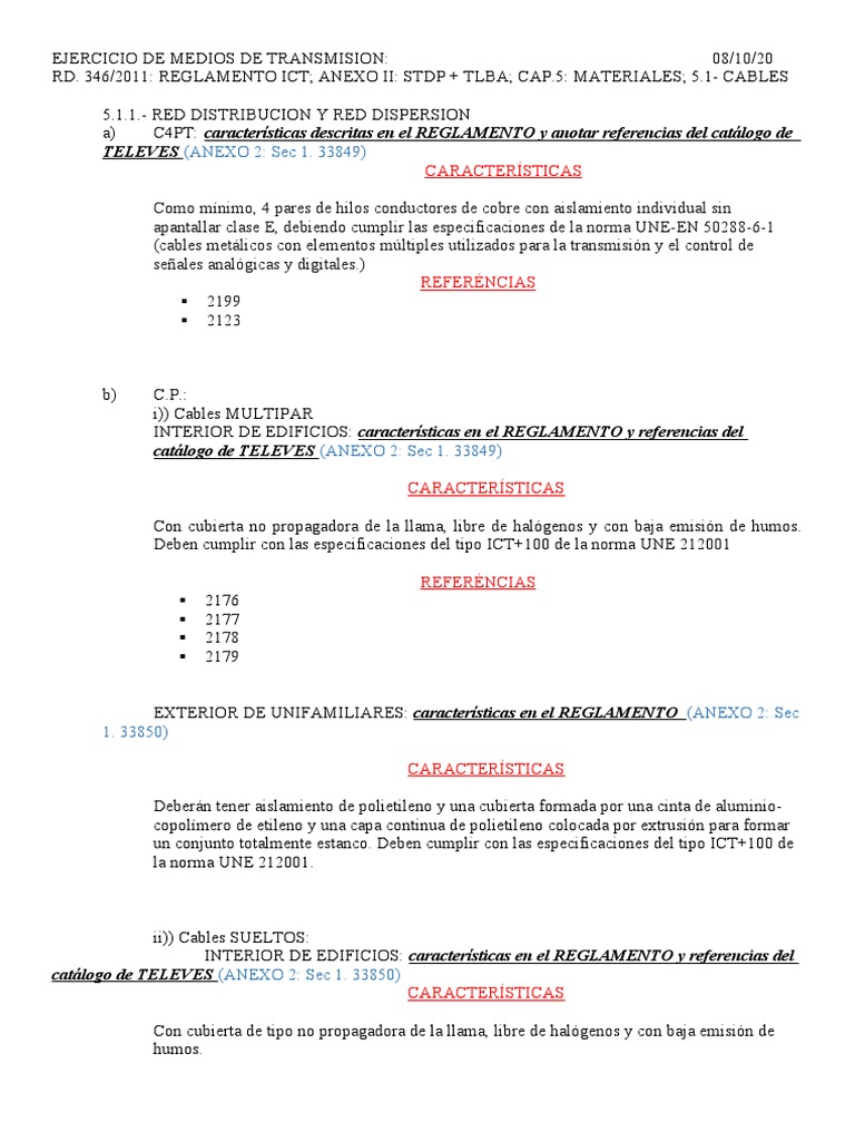 Características de Cables Quirante | PDF | Fibra óptica | Ingenieria Eléctrica
