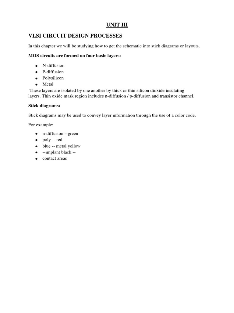 Unit Iii Vlsi Circuit Design Processes: MOS Circuits Are Formed On Four ...