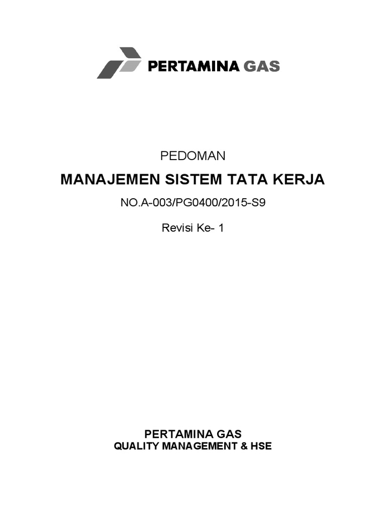 00 Pedoman MSTK Pertamina Gas Rev.1 2017 | PDF