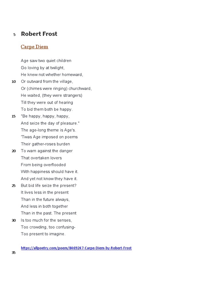 Robert Frost - Carpe Diem | PDF