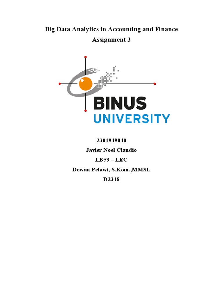 Big Data Analytics in Accounting and Finance Assignment 3 | PDF ...
