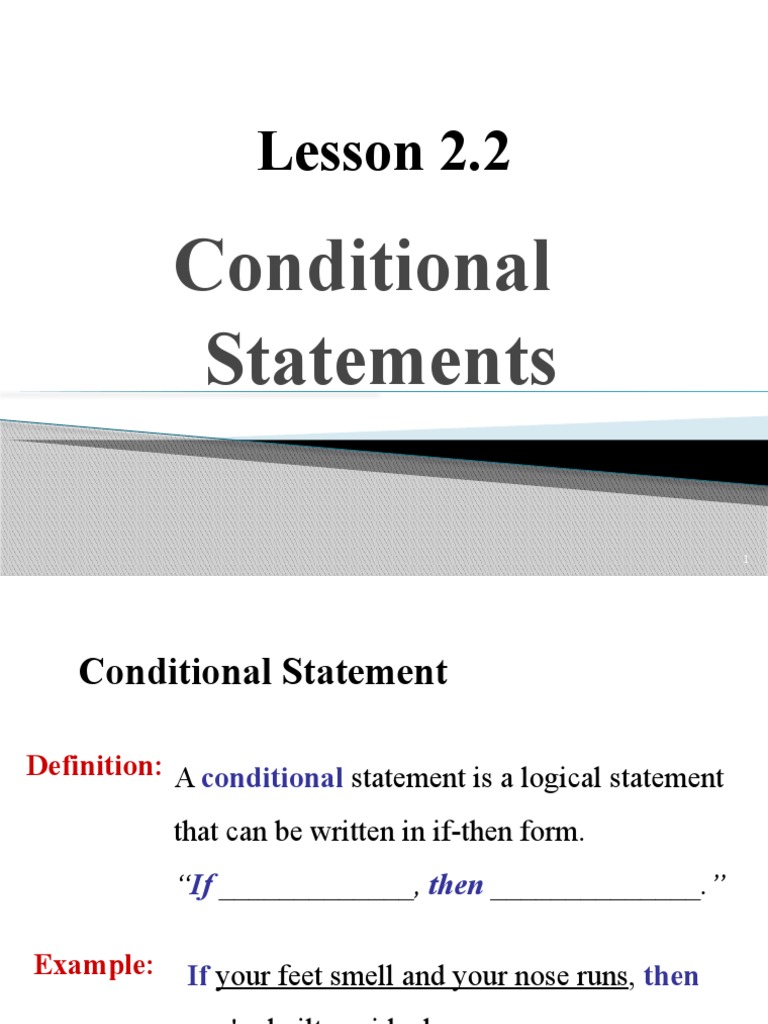 Lesson 2.2: Conditional Statements | PDF | Logic | Mathematical Logic