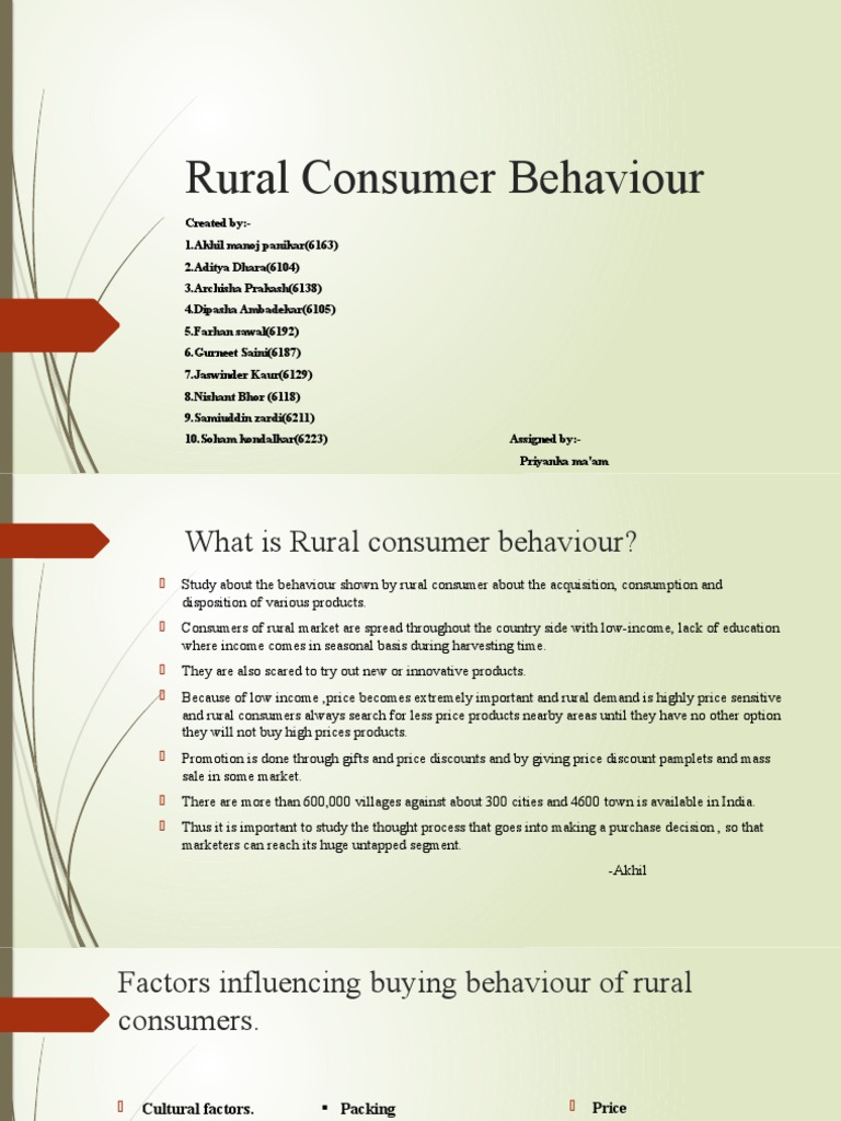 Rural Consumer Behaviour | PDF | Consumer Behaviour | Behavior