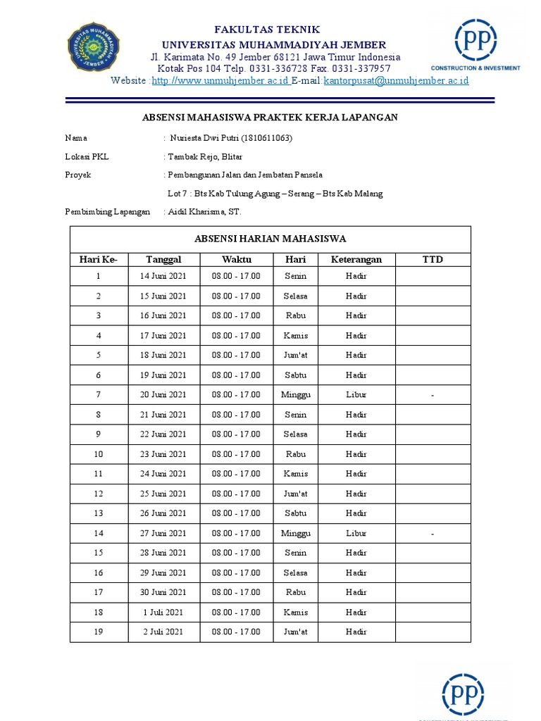 ABSENSI PKL Itaks | PDF