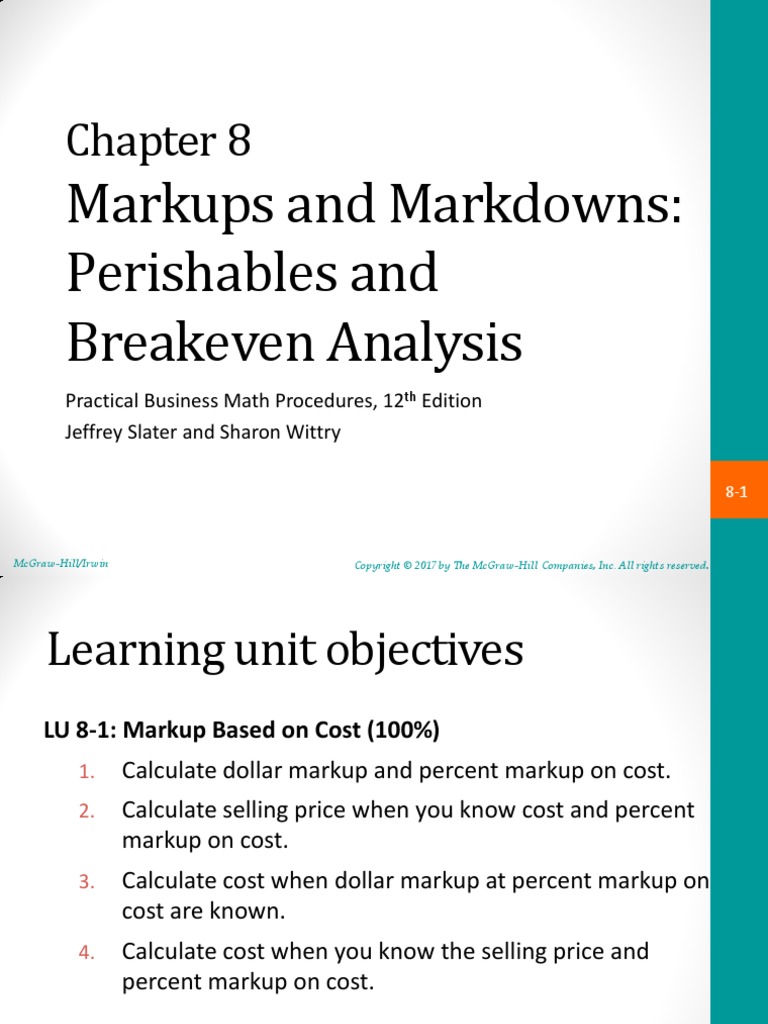 Chapter 8. Markups and Markdowns | PDF | Net Income | Prices