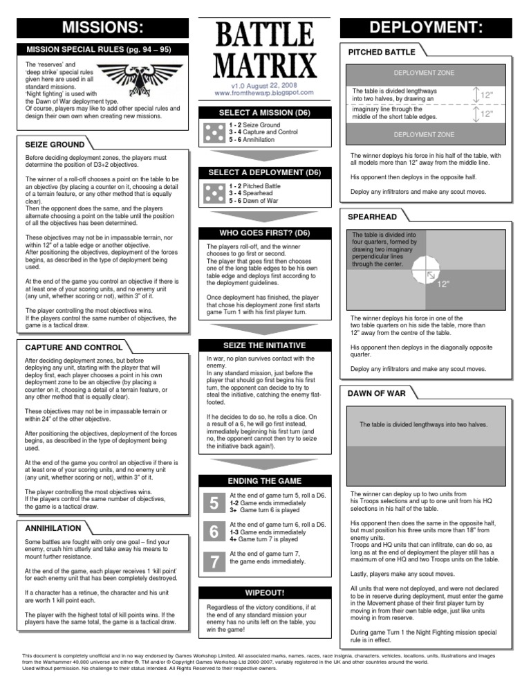 40k Battle Matrix | PDF