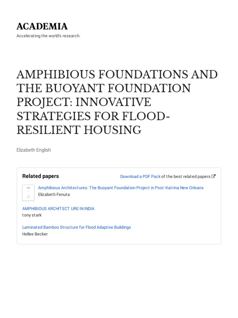 Amphibious Foundations and The Buoyant Foundation Project: Innovative ...