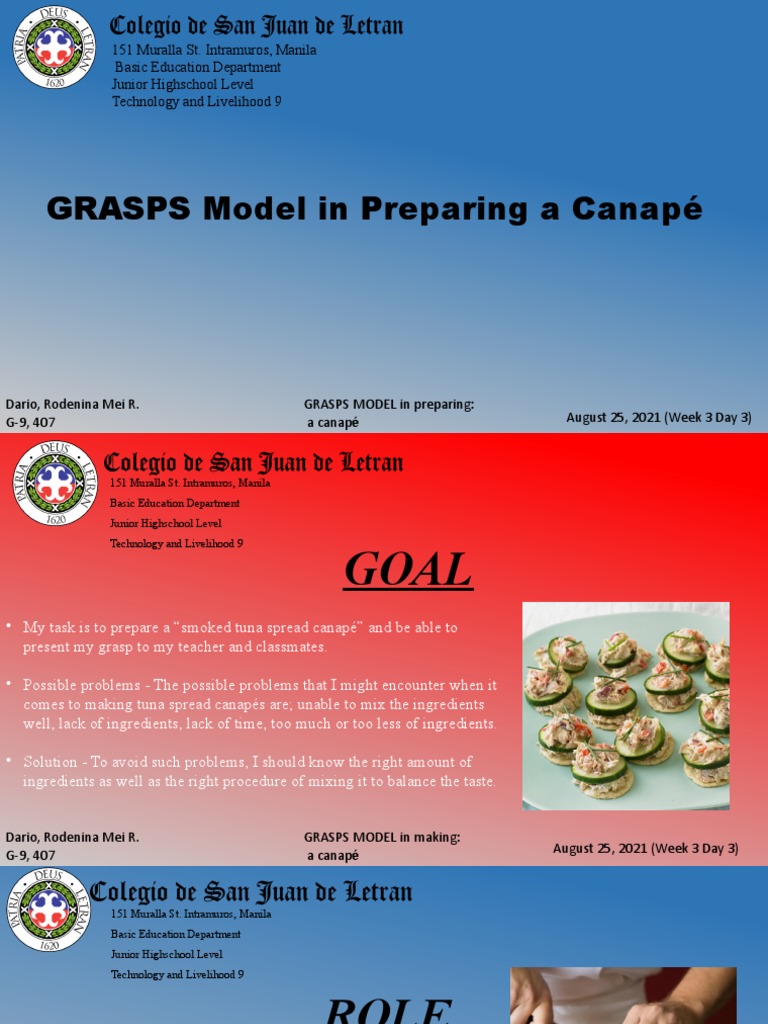 GRASPS Model in Preparing A Canapé | PDF | Teaspoon | Tablespoon