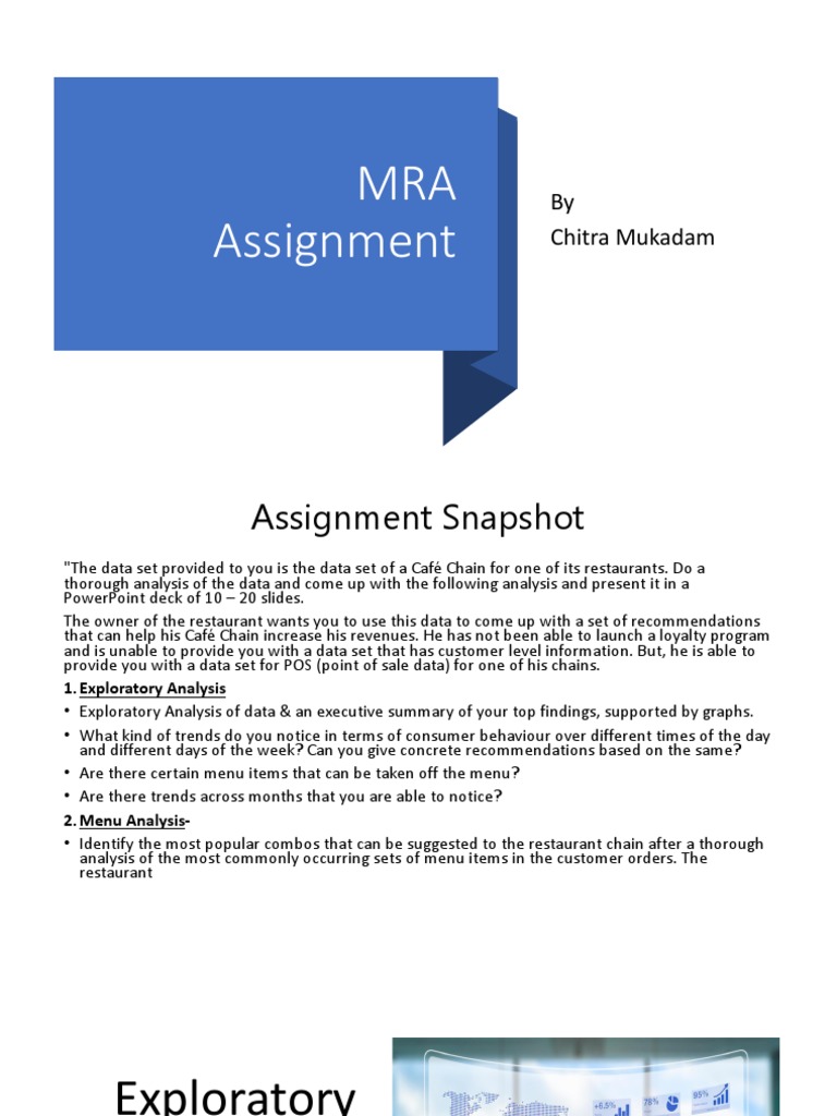 MRA Assignment: by Chitra Mukadam | PDF | Restaurants | Menu