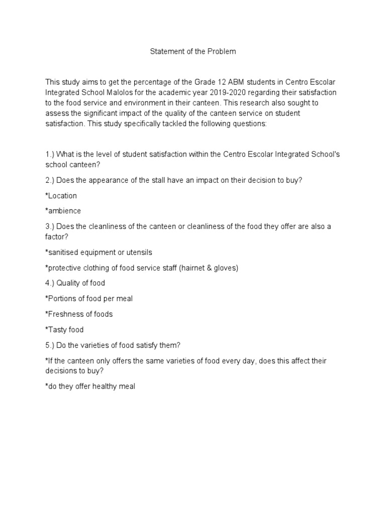 Statement of The Problem PR2 | PDF