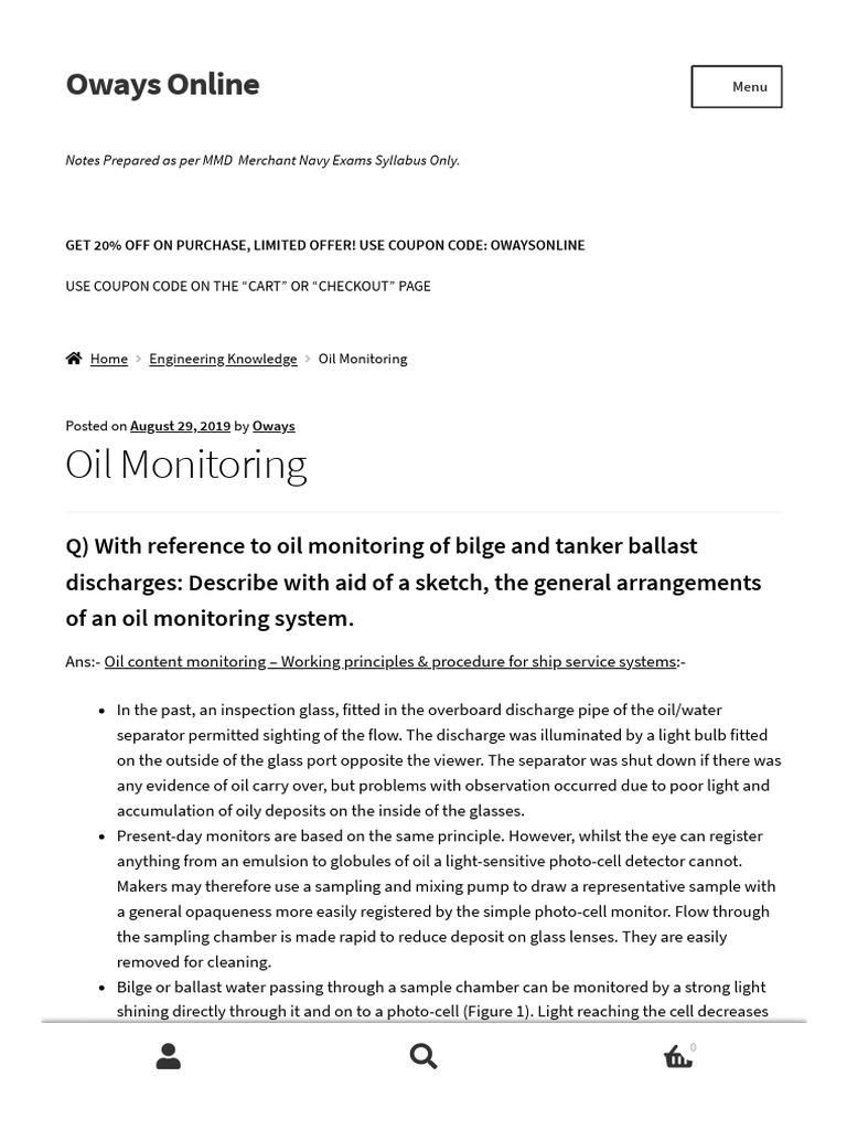 Description With Sketch - General Arrangements of An Oil Monitoring ...