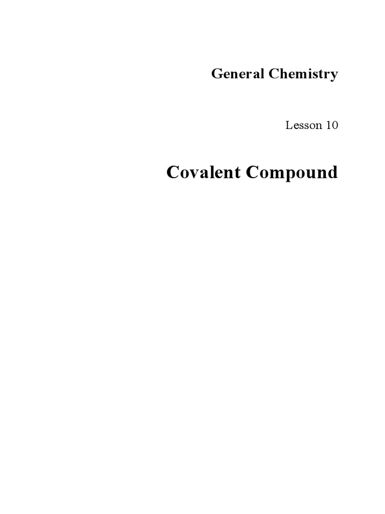 General Chemistry Lesson 10 | PDF | Chemical Polarity | Chemical Bond