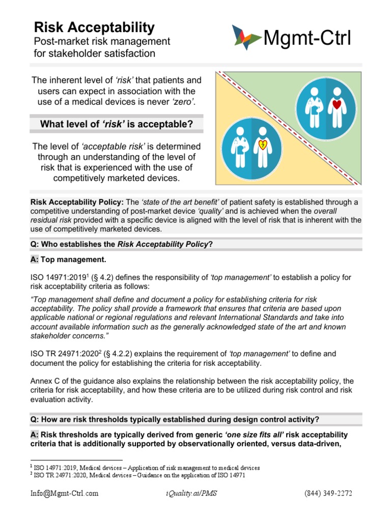 Risk Acceptability | PDF | Medical Device | Food And Drug Administration