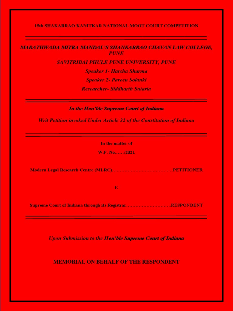 Respondent Memorial Final | Download Free PDF | Supreme Court Of India ...