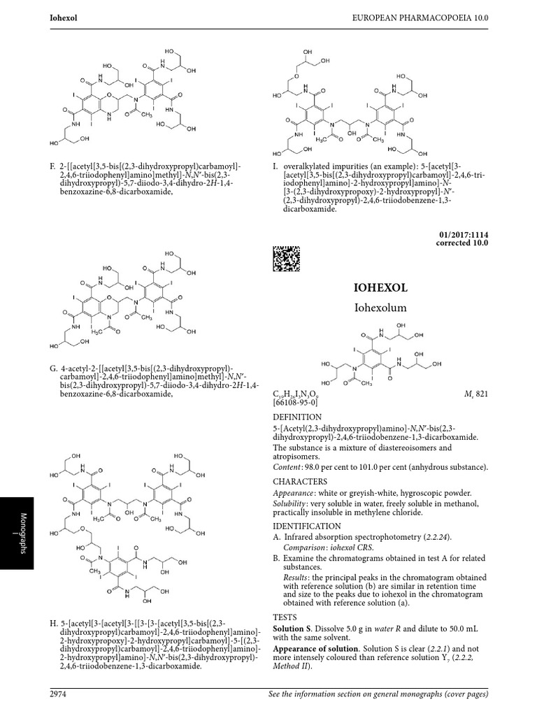 IOHEXOL | PDF | Chromatography | Solubility