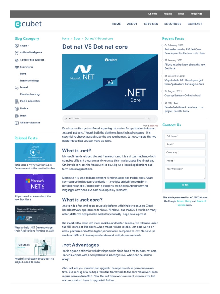 Cubettech Com Resources Blog Dot Net Vs Dot Net Core | PDF | Web ...