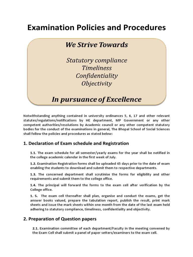 Examination Policies and Procedures: A Comprehensive Guide to ...