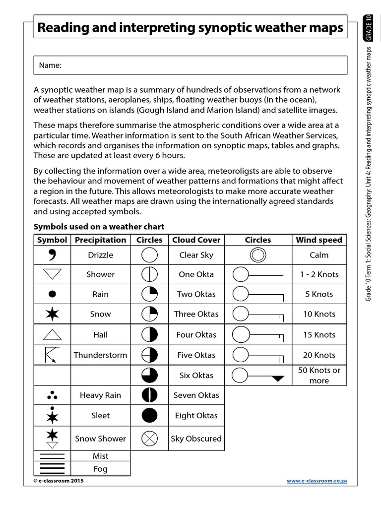 Engg10k1 Ss Geo Unit 4 Reading and Interpreting Synoptic Weather Maps ...