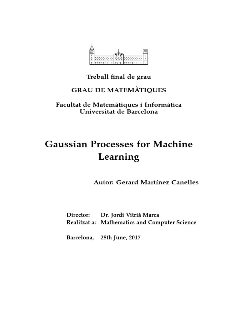 Gaussian Processes For Machine Learning | PDF | Covariance Matrix ...