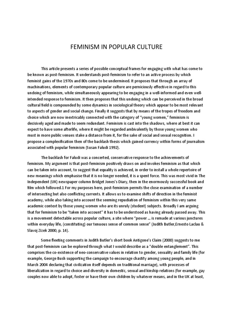 Feminism in Popular Culture | PDF | Feminism | Gender Studies