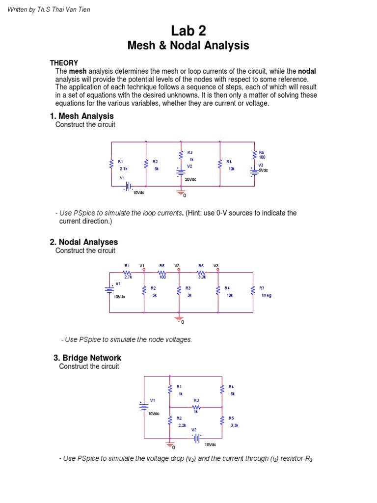 Mesh & Nodal Analysis Lab Guide | PDF | Electronics | Computer Science