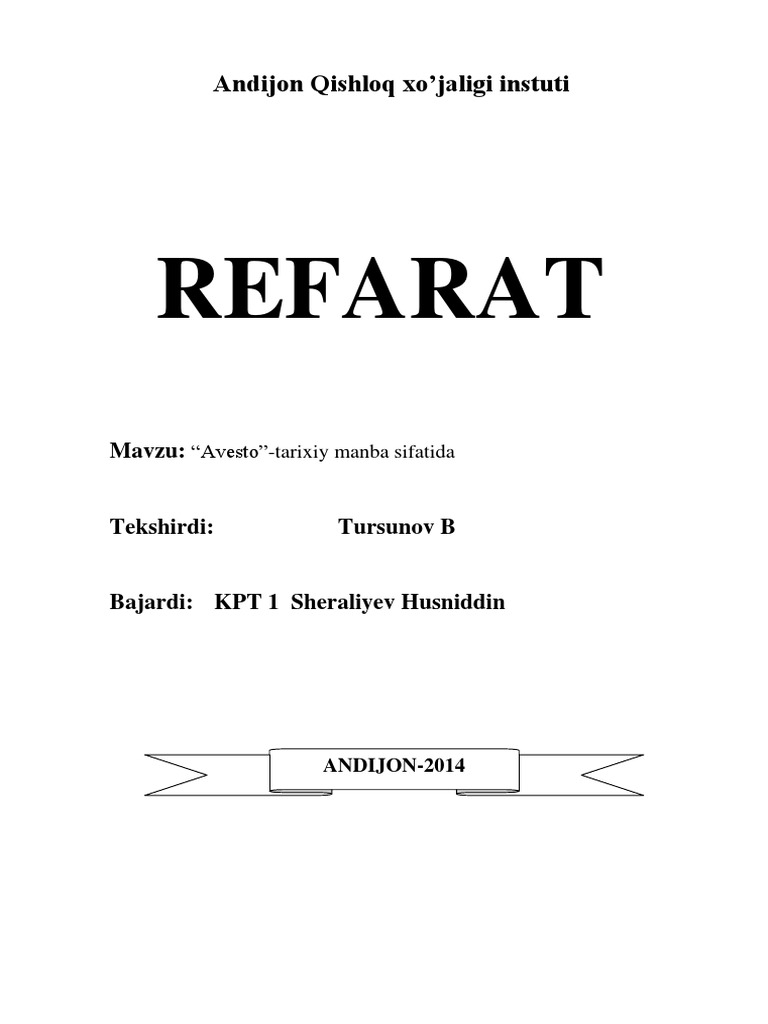 Avesto-Tarixiy Manba Sifatida | PDF