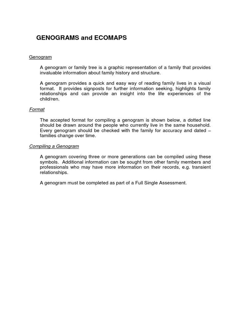 Genograms and Ecomaps: Format | PDF | Family | Psychology