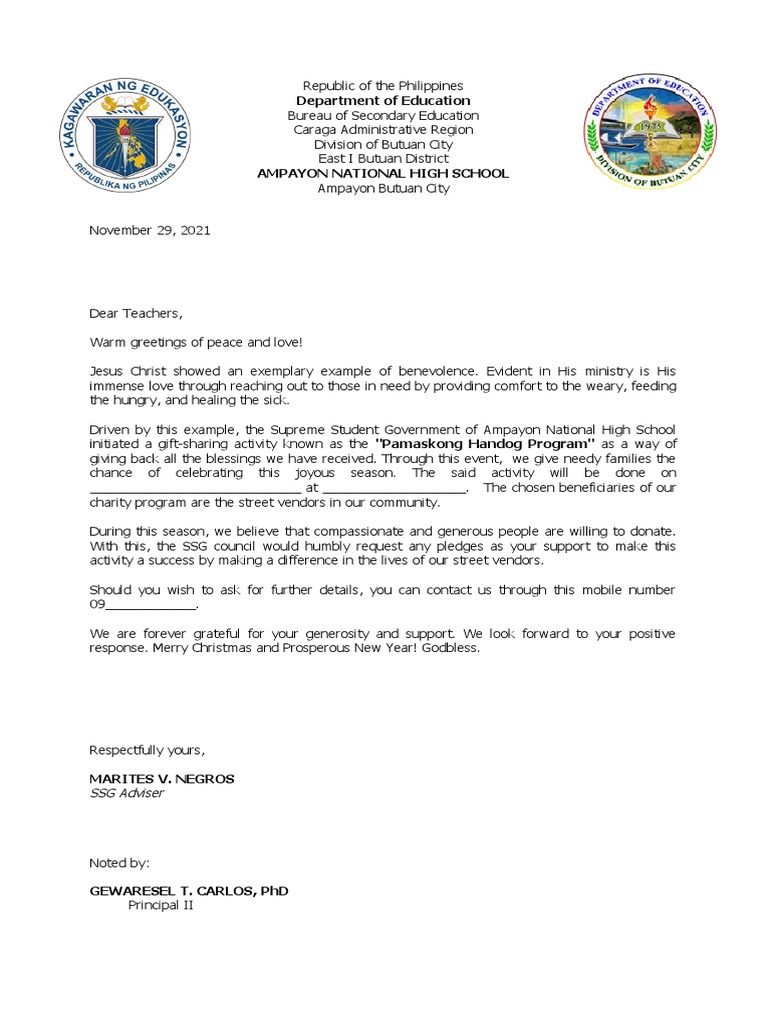 Pamaskong Handog Letter Edited | PDF