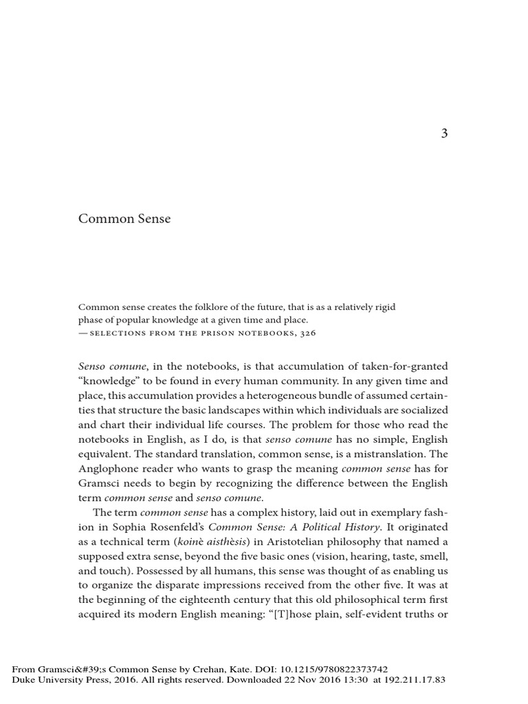 Gramsci's View of Common Sense Challenges Conventional Wisdom | PDF ...