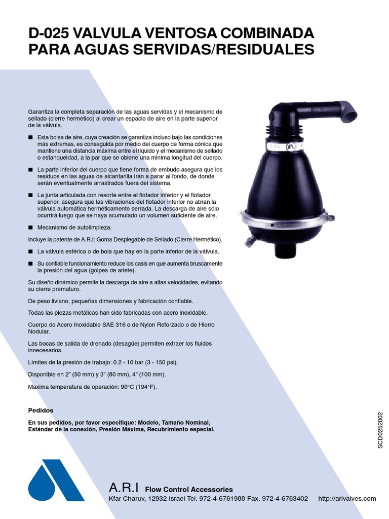 Ventosa ARI D-025 COMBINATION - Spanish | PDF | Ingeniería mecánica ...